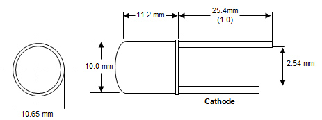 10mm Diffused Red LED Specs, Data Sheet 810JPF2D from lc-led.com