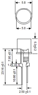 0.5W 5mm White LED Power LED Specs, Data Sheet P514TW2D from lc-led.com
