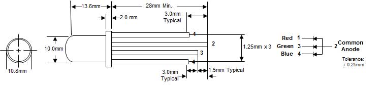 10mm RGB LED Specs, Data Sheet M810RGB2E from lc-led.com